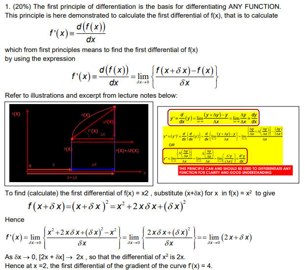 Solved 1. (20%) The first principle of differentiation is | Chegg.com Solved 1. (20%) The first principle of differentiation is | Chegg.com