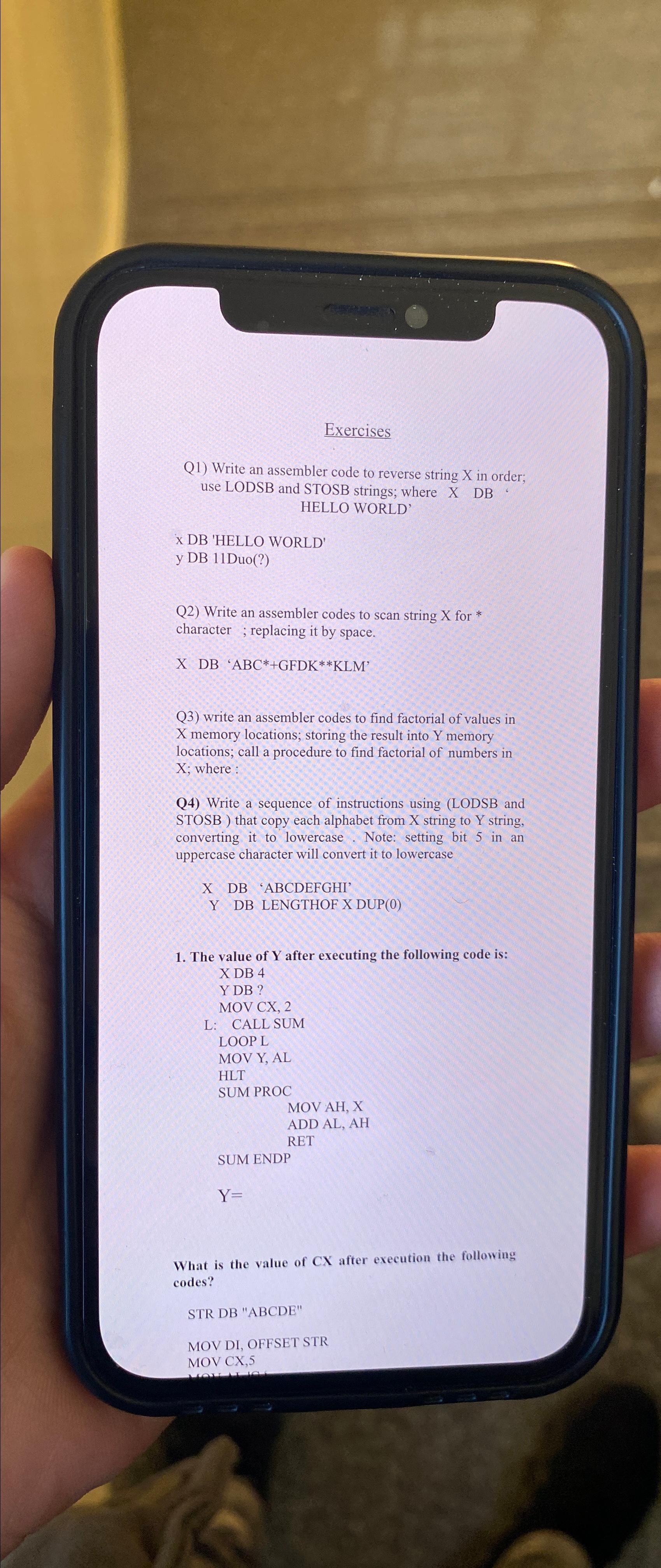Solved Exercisesq1 ﻿write An Assembler Code To Reverse 
