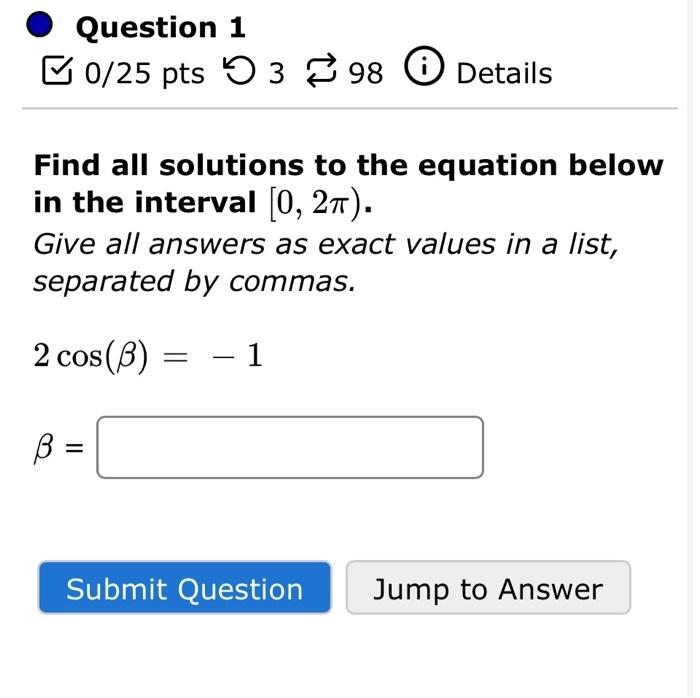 Solved Find all solutions to the equation below in the | Chegg.com