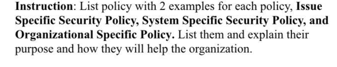 Solved Instruction: List policy with 2 ﻿examples for each | Chegg.com