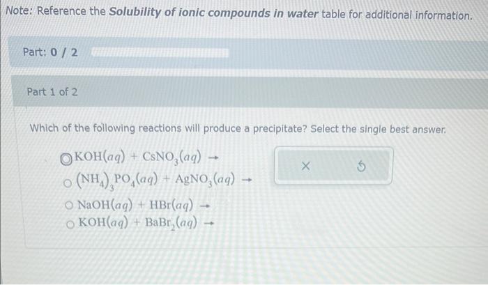 Solved lote: Reference the Solubility of ionic compounds in | Chegg.com