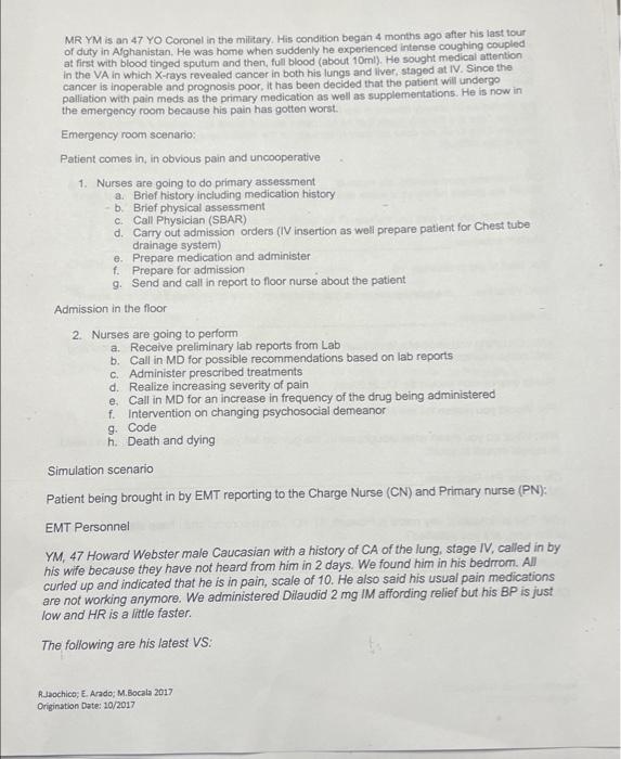 1. Nurses are going to do primary assessment a. Brief | Chegg.com