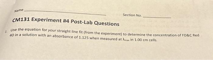 Solved Use the equation for your straight line fit (from the | Chegg.com