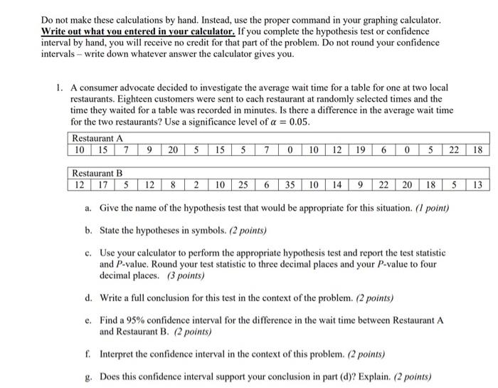Solved Do not make these calculations by hand. Instead, use | Chegg.com