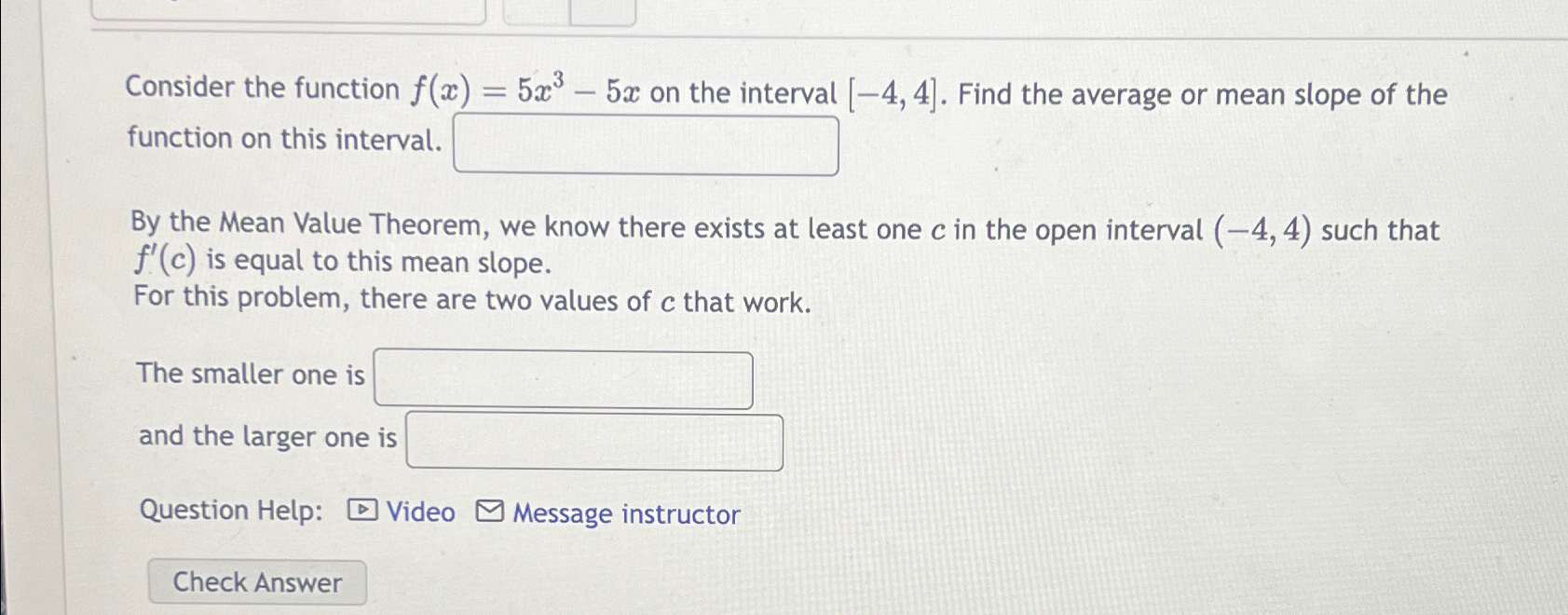 Solved Consider the function f(x)=5x3-5x ﻿on the interval | Chegg.com