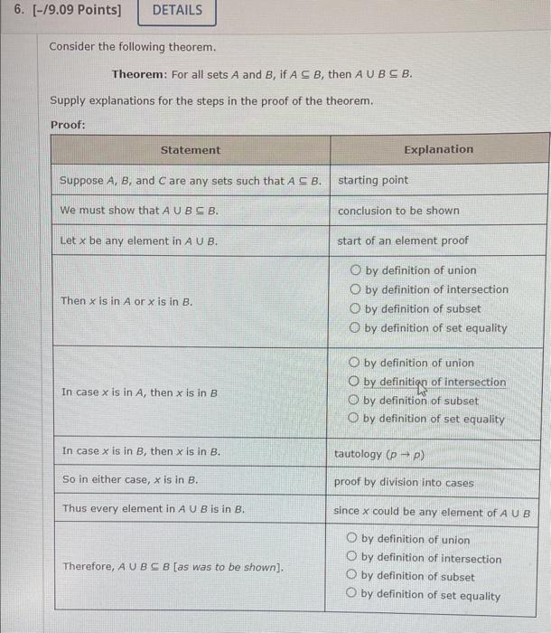 Solved Consider the following theorem. Theorem: For all sets | Chegg.com