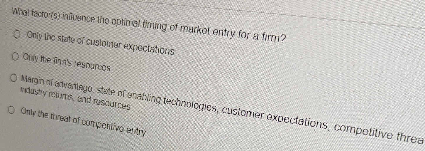 Solved What factor(s) ﻿influence the optimal timing of | Chegg.com