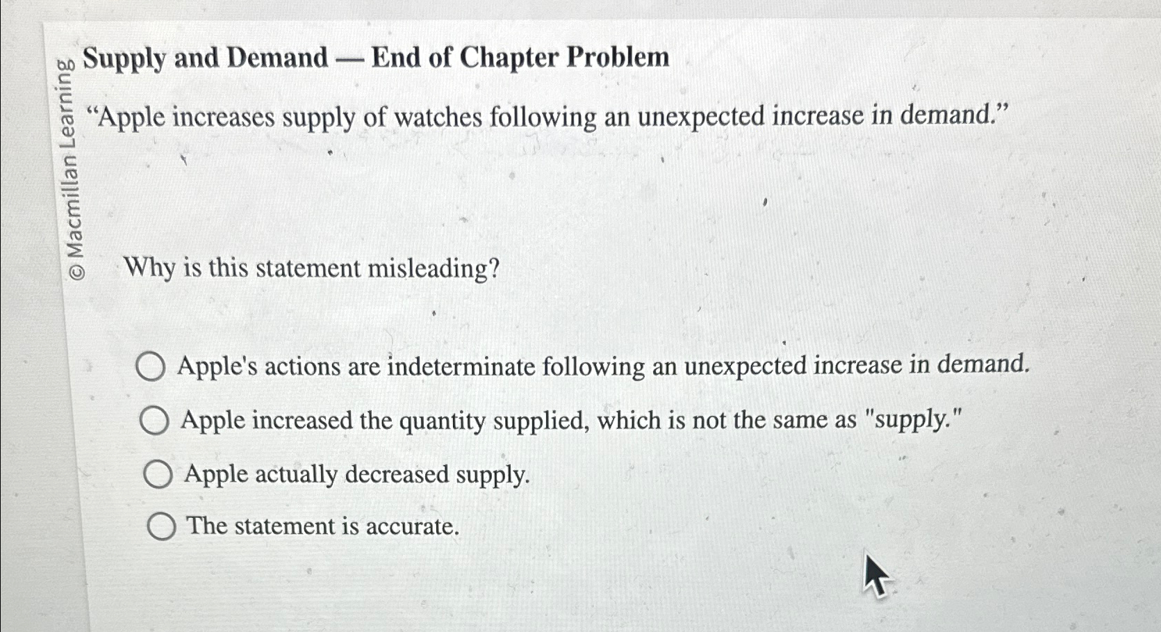 Solved ac Supply and Demand - ﻿End of Chapter ProblemApple's | Chegg.com