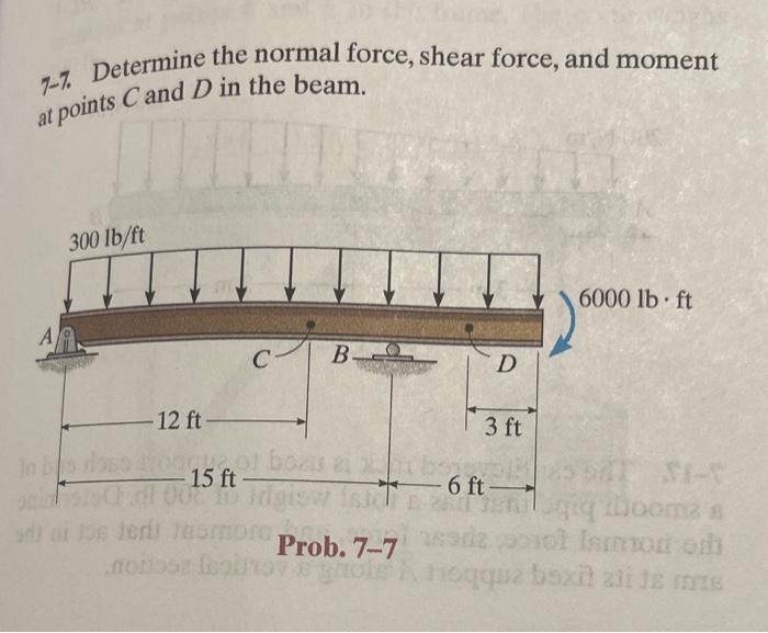 Solved 7-7. Determine the normal force, shear force, and | Chegg.com