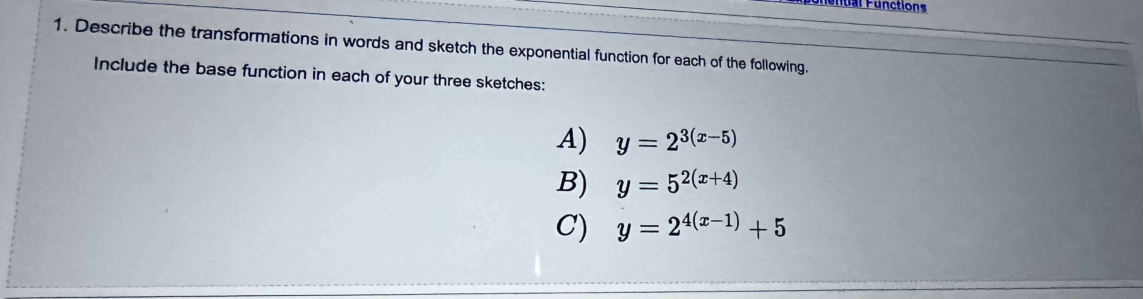 Solved Describe the transformations in words and sketch the | Chegg.com