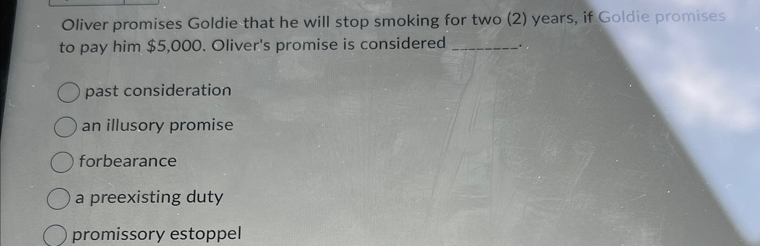 Solved Oliver promises Goldie that he will stop smoking for | Chegg.com