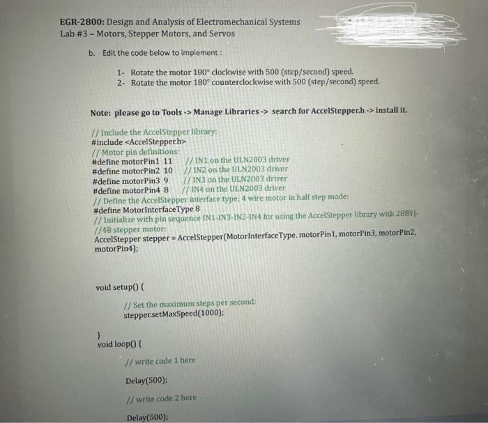 Part 4. Create a motor driver to control speed, | Chegg.com