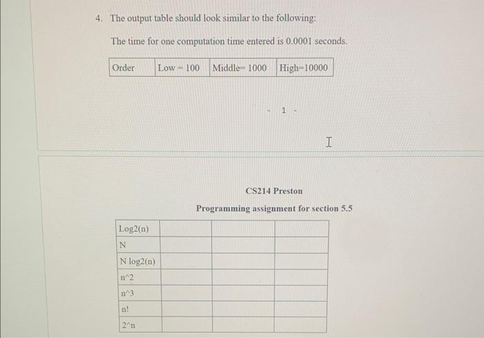 Solved 1. Allow the user to enter: a. Time for one | Chegg.com