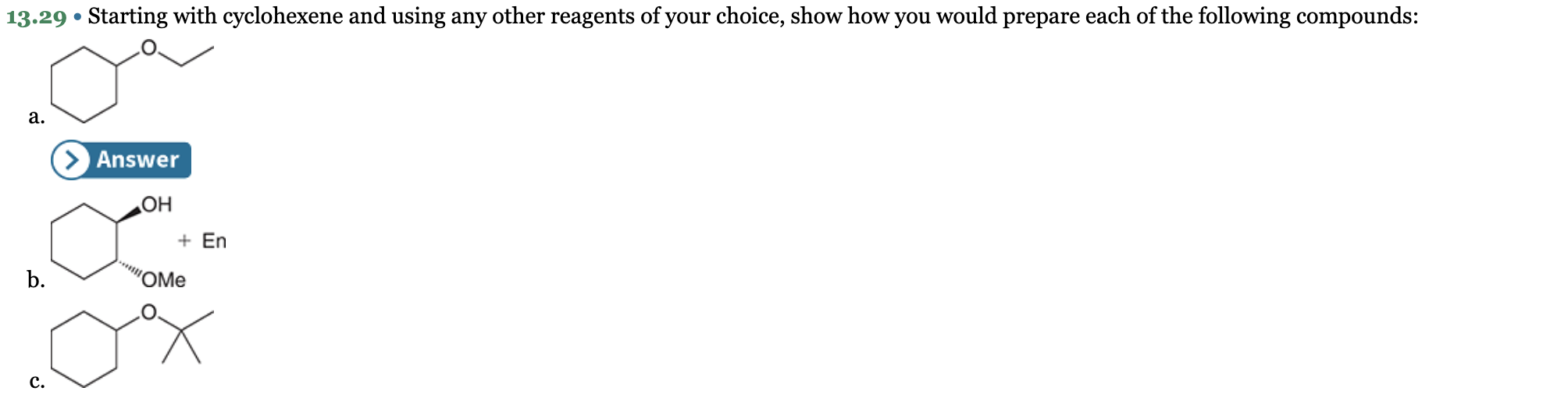 13.29 - ﻿Starting with cyclohexene and using any | Chegg.com