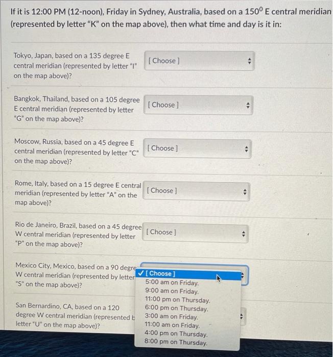 Solved Use the world time zone map below to answer the | Chegg.com