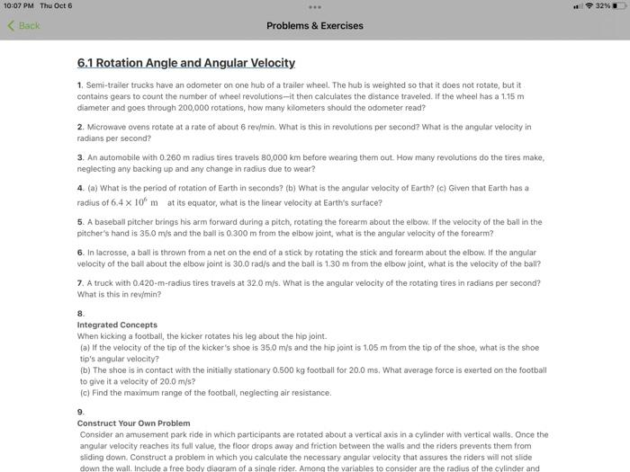 Solved 6.1 Rotation Angle and Angular Velocity. 1. | Chegg.com