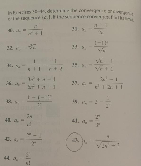 Solved In Exercises 30-44, determine the convergence or | Chegg.com