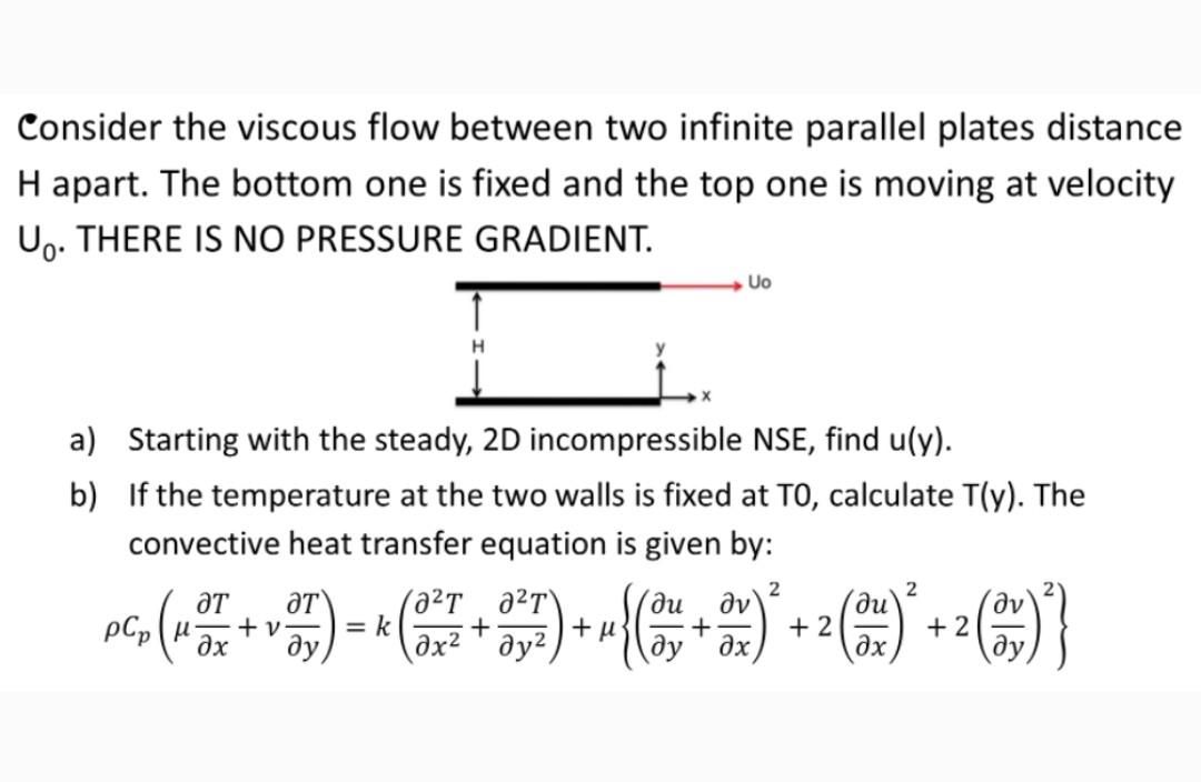 Solved Consider the viscous flow between two infinite | Chegg.com