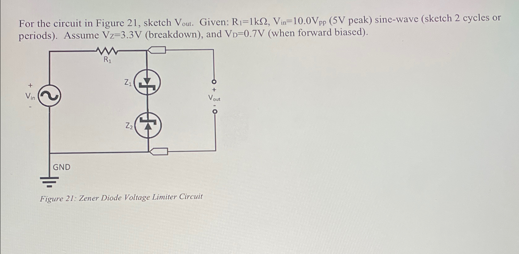 Solved For the circuit in Figure 21, ﻿sketch Vout. ﻿Given: | Chegg.com