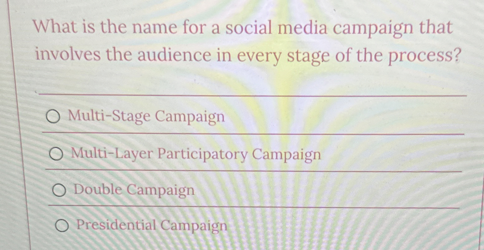 Solved What is the name for a social media campaign | Chegg.com