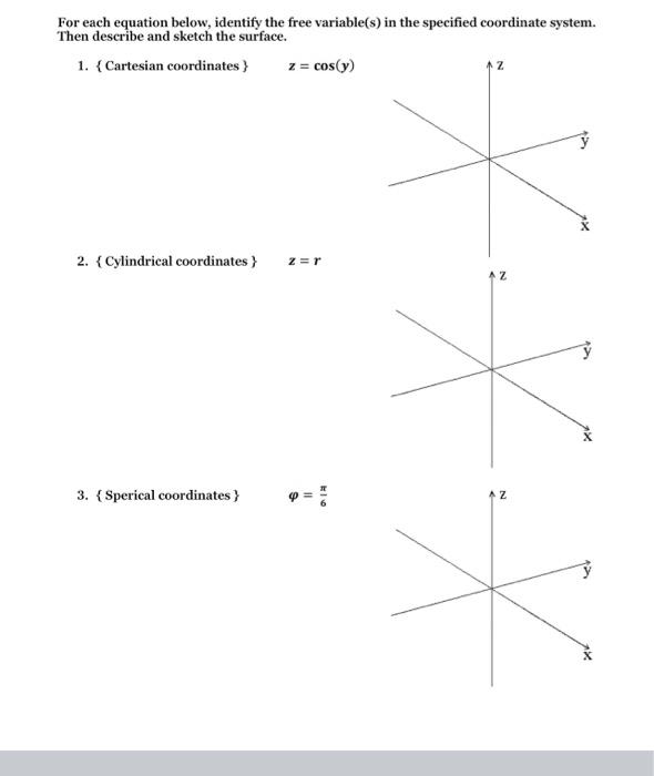 Solved For each equation below, identify the free | Chegg.com