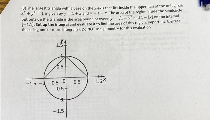 Solved (3) The largest triangle with a base on the x-axis | Chegg.com