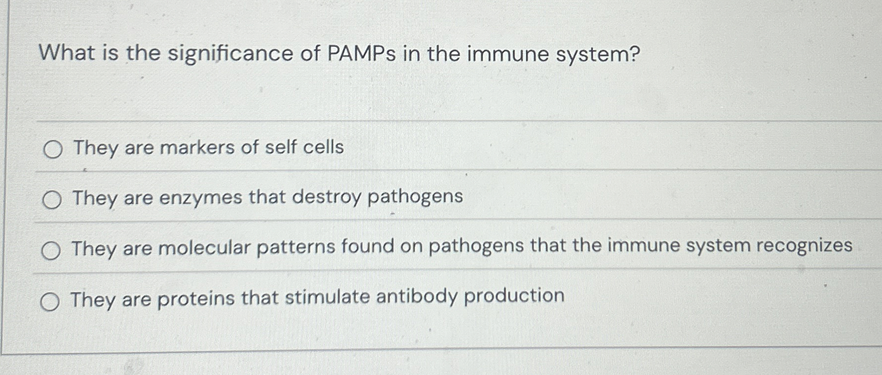 Solved What is the significance of PAMPs in the immune | Chegg.com