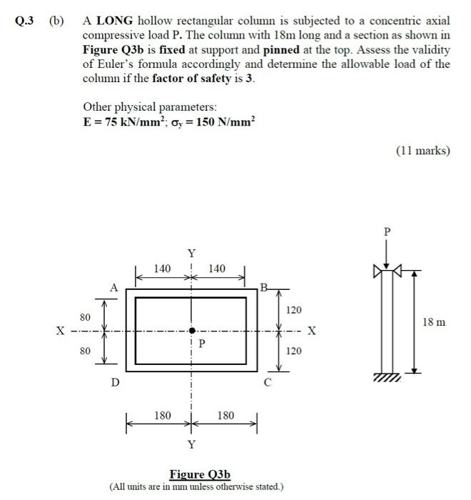 Solved Q.3 (a) A SHORT column with an l-section is subjected | Chegg.com