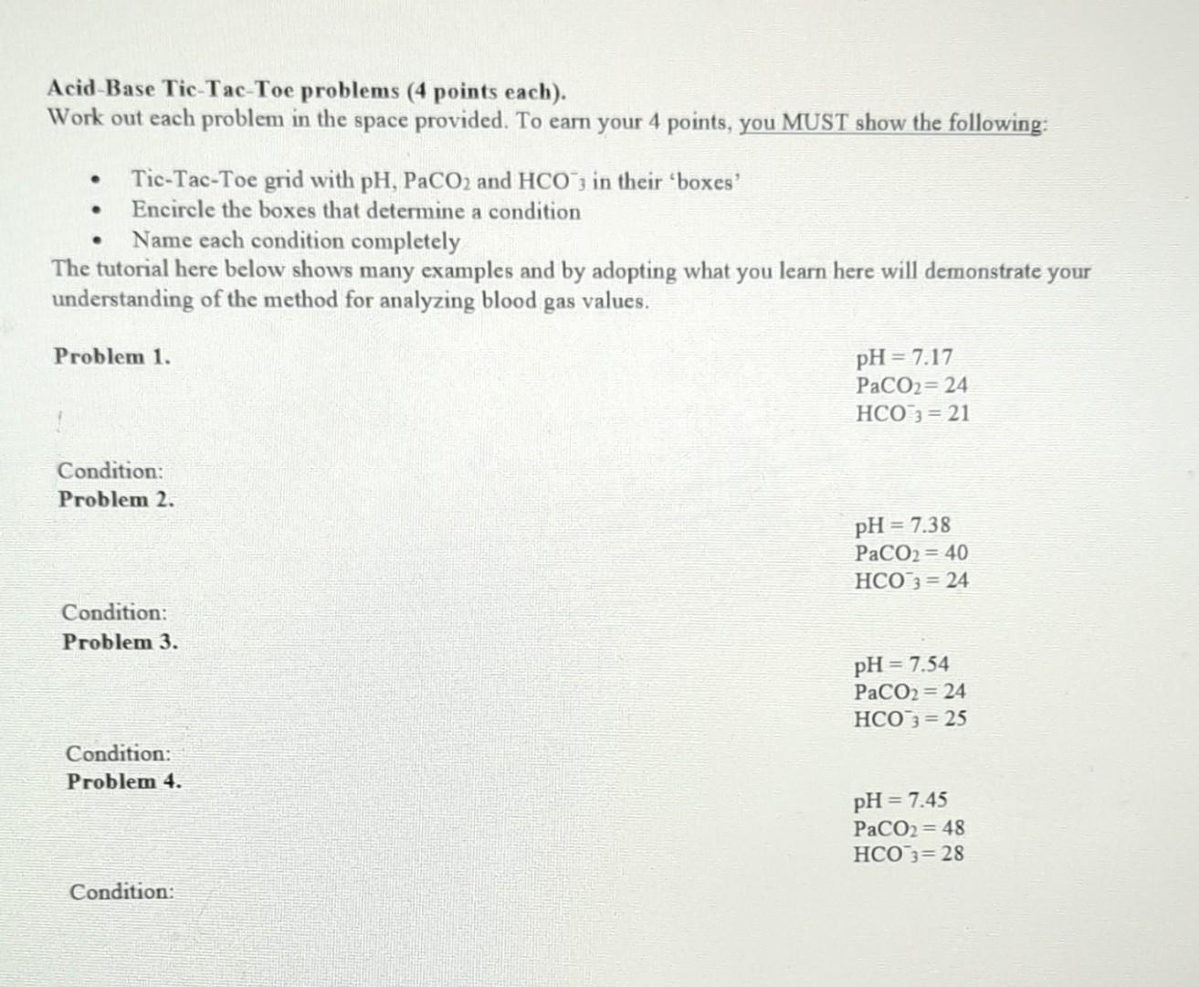 Solved Acid-Base Tic-Tac-Toe problems (4 points each). Work | Chegg.com