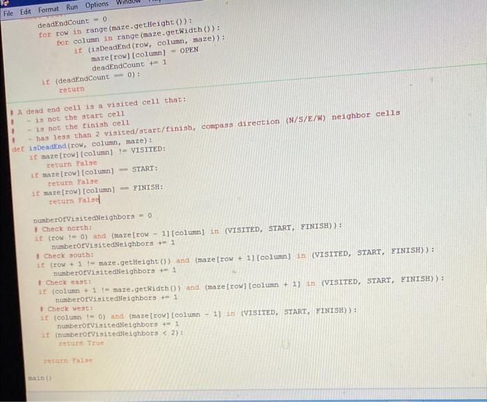 Solved this is python code for SolveMaze.py, please put the | Chegg.com