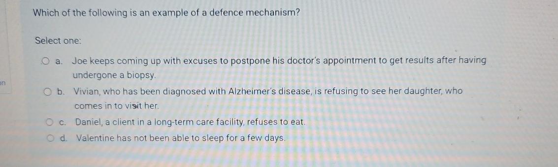 Solved Which of the following is an example of a defence | Chegg.com