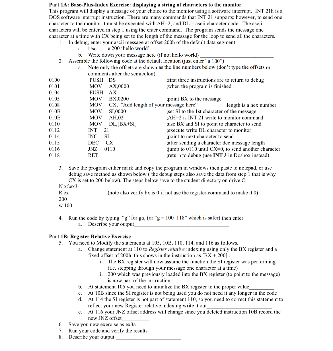Solved Using DOSBOX. need help on part 1B please | Chegg.com Solved Using DOSBOX. need help on part 1B please | Chegg.com
