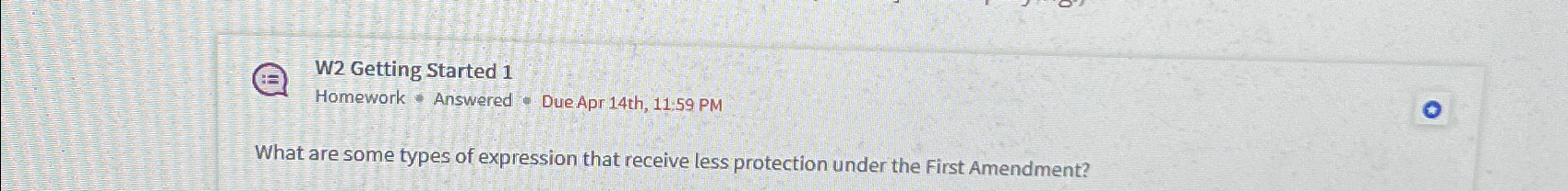 Solved W2 ﻿Getting Started 1Homework Answered Due Apr | Chegg.com