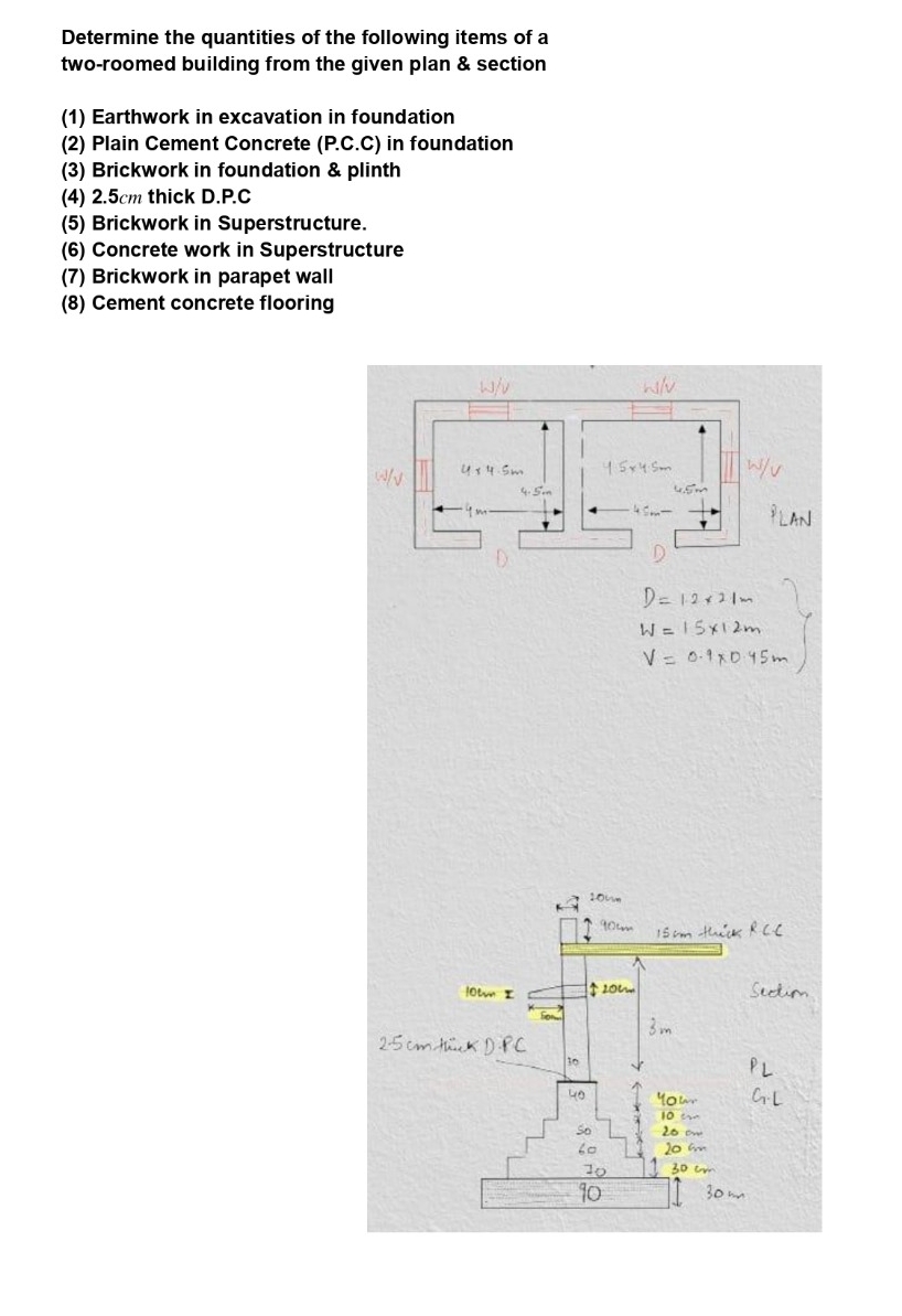 building from the given plan & section(1) ﻿Earthwork | Chegg.com