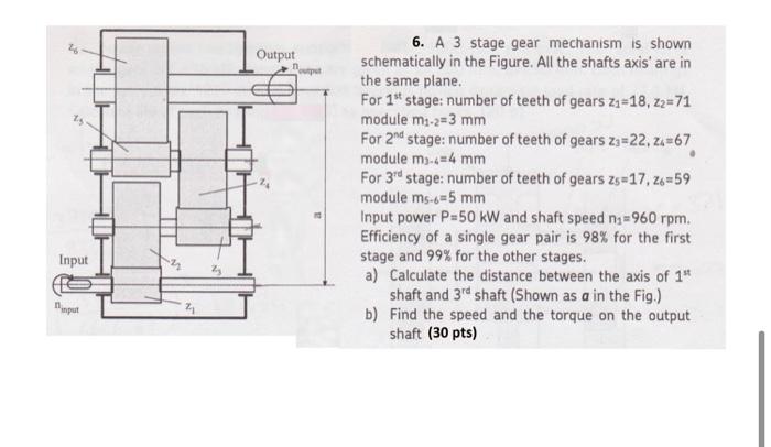 Solved Input put Output output 6. A 3 stage gear mechanism | Chegg.com