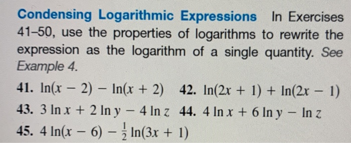 Solved Condensing Logarithmic Expressions In Exercises | Chegg.com