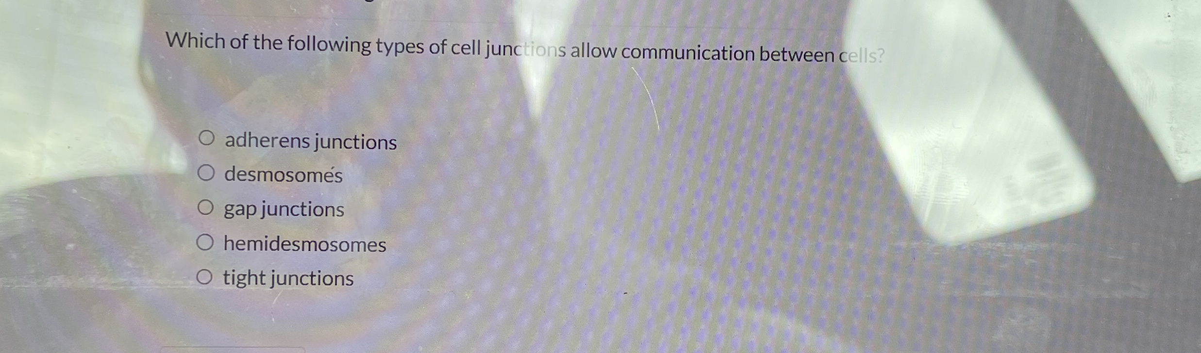 Solved Which of the following types of cell junctions allow | Chegg.com