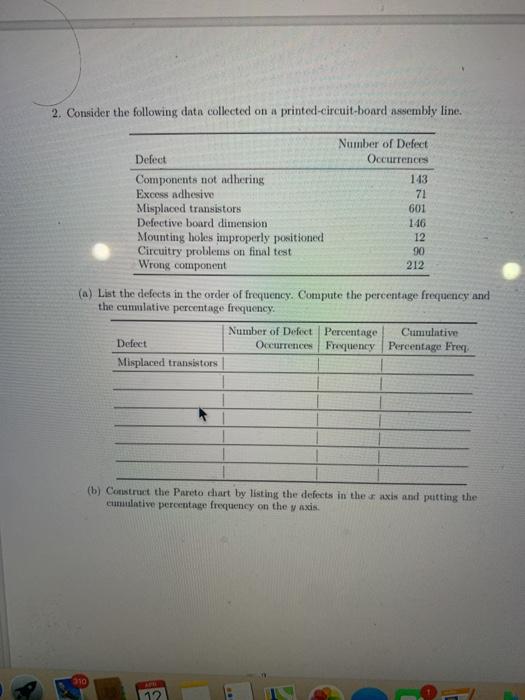 Solved 2. Consider the following data collected on a printed | Chegg.com