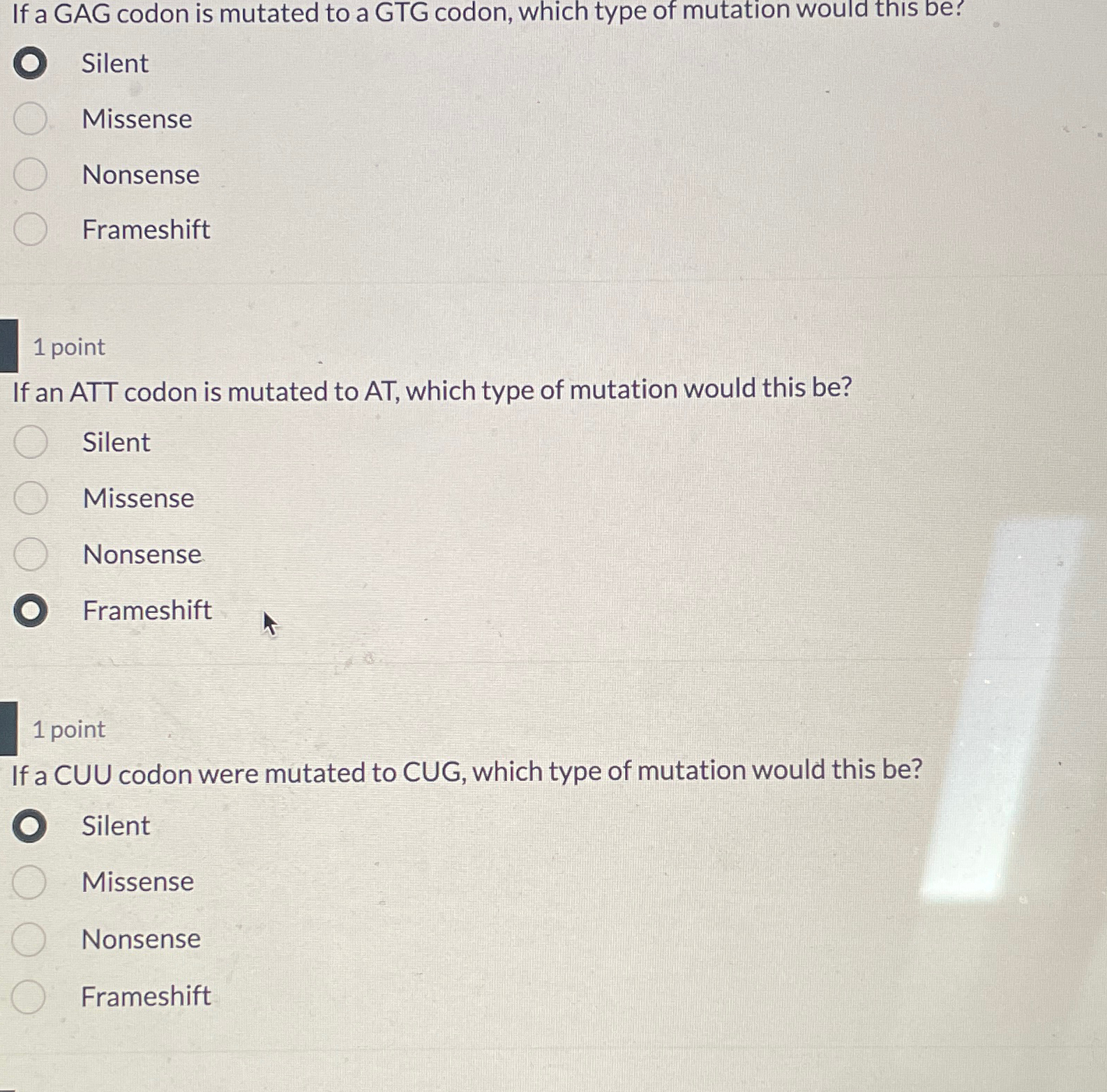 Solved If a GAG codon is mutated to a GTG codon, which type | Chegg.com