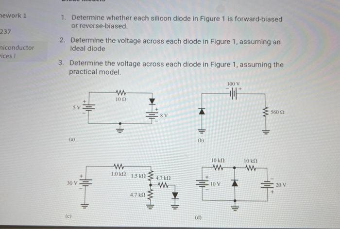 Solved 1. Determine whether each silicon diode in Figure 1 | Chegg.com