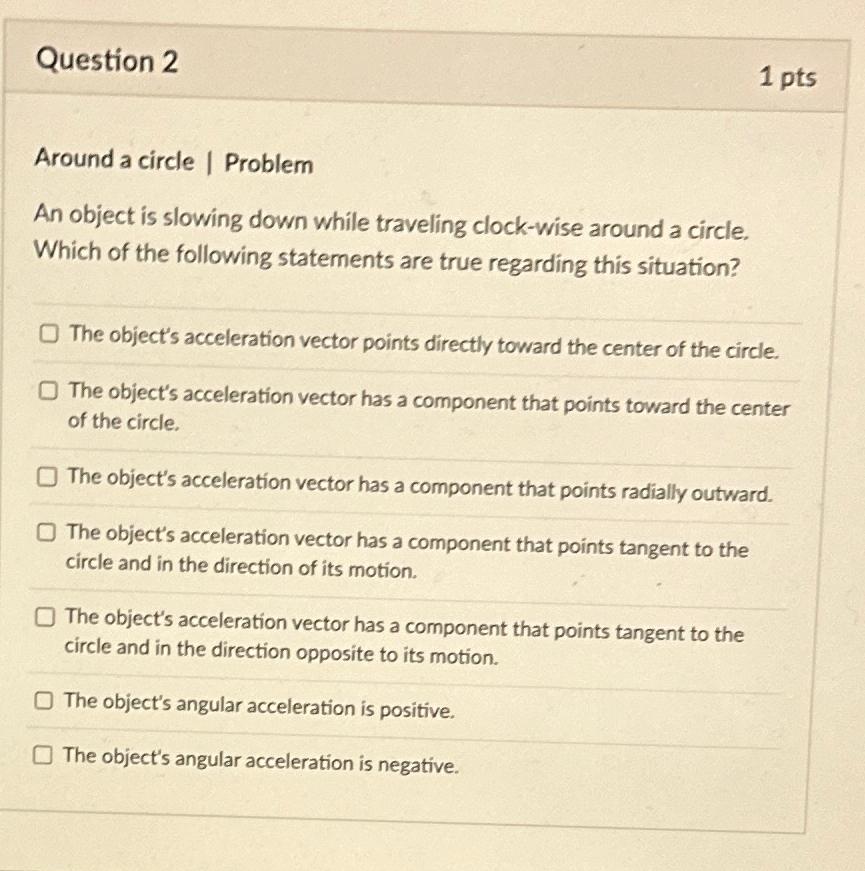 Solved Question 21 ﻿ptsAround a circle | ﻿ProblemAn object | Chegg.com