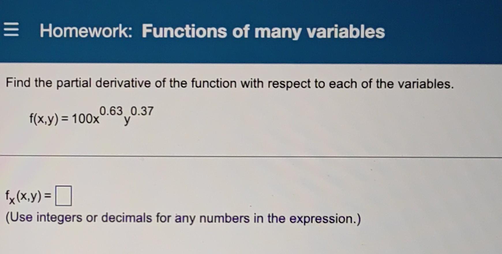 Solved = Homework: Functions of many variables Find the | Chegg.com