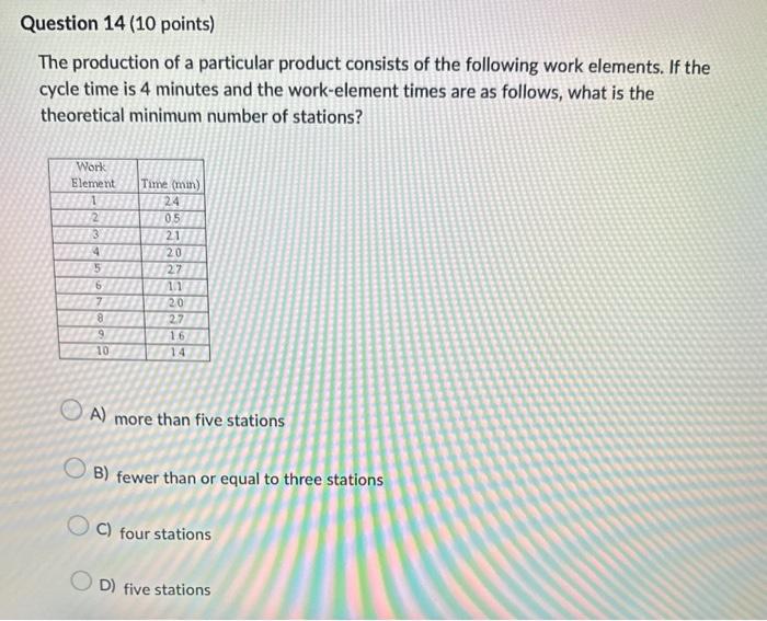 Solved The production of a particular product consists of | Chegg.com