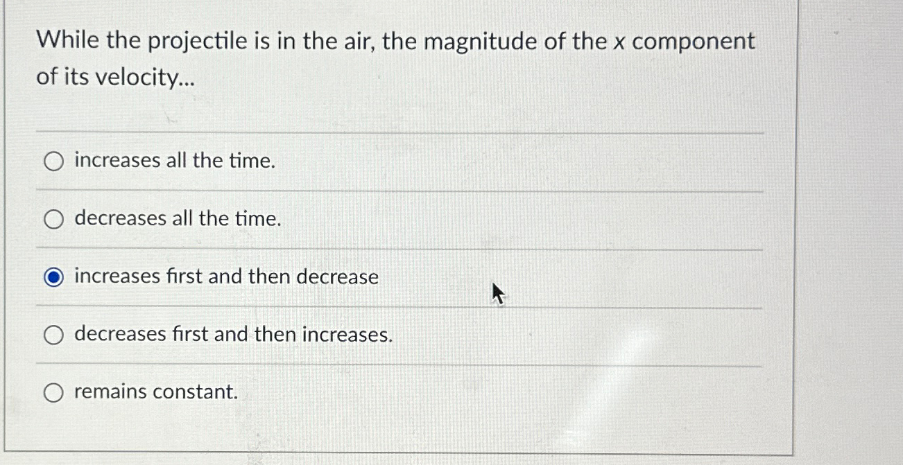 Solved While the projectile is in the air, the magnitude of | Chegg.com