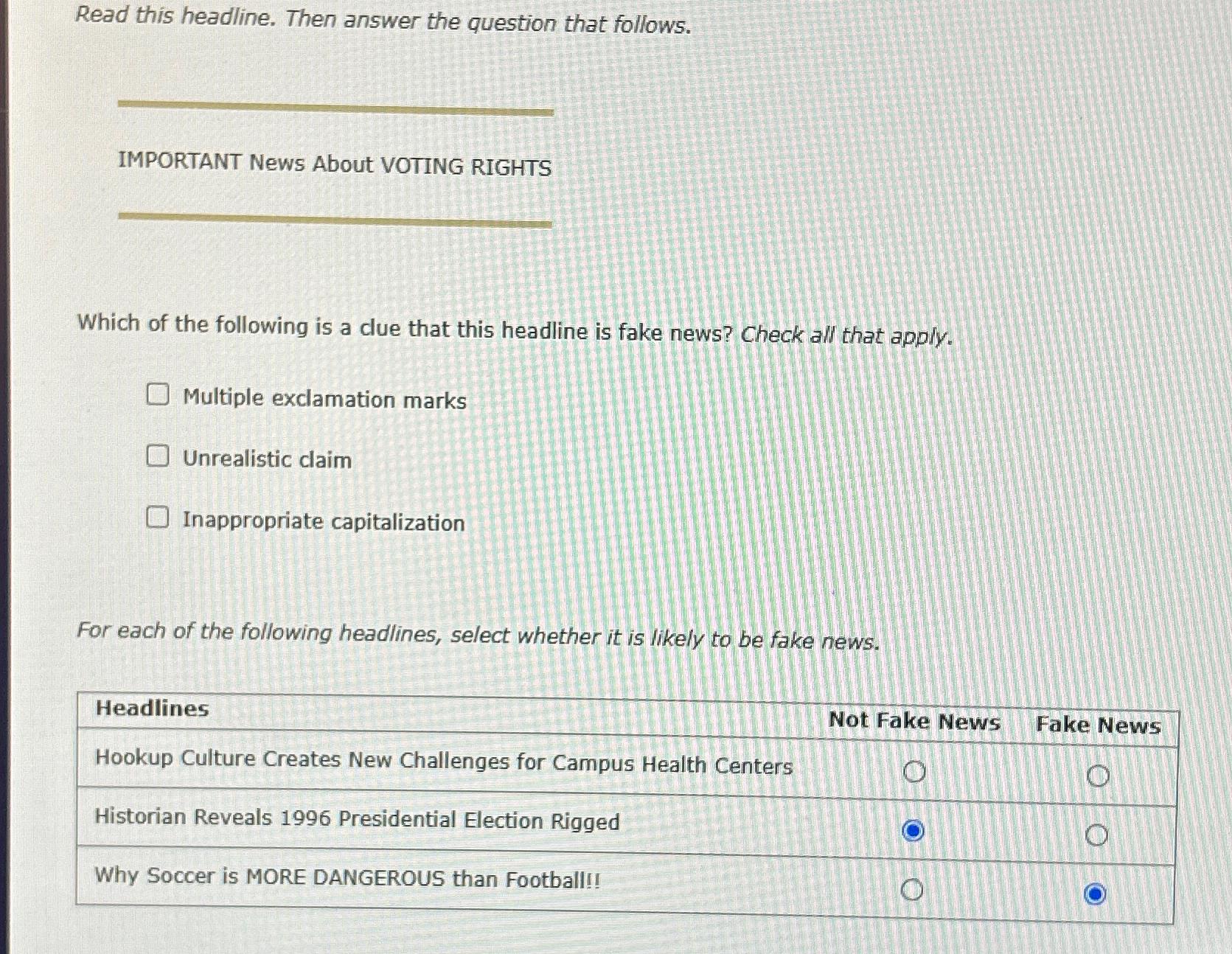 Solved Read this headline. Then answer the question that | Chegg.com
