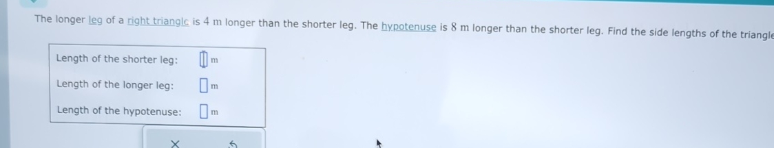 Solved The longer leg of a right trianglc is 4m ﻿longer than | Chegg.com