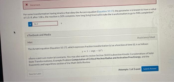 Solved For some transformation having kinetics that obey the | Chegg.com