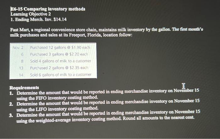 Solved D6-15 Comparing inventory methods Learning Objective | Chegg.com