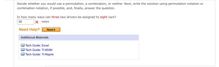 Solved Decide whether you would use a permutation, a | Chegg.com