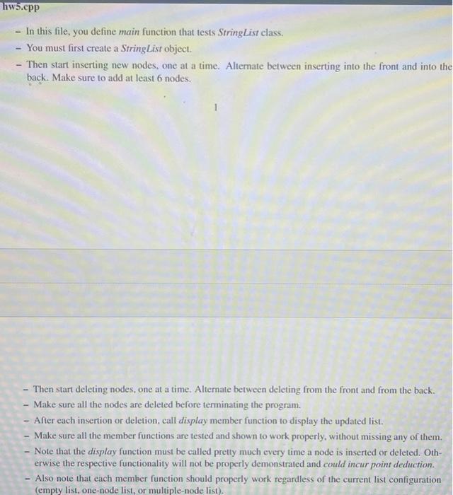 Solved - StringList.h - In this file, you declare a class | Chegg.com